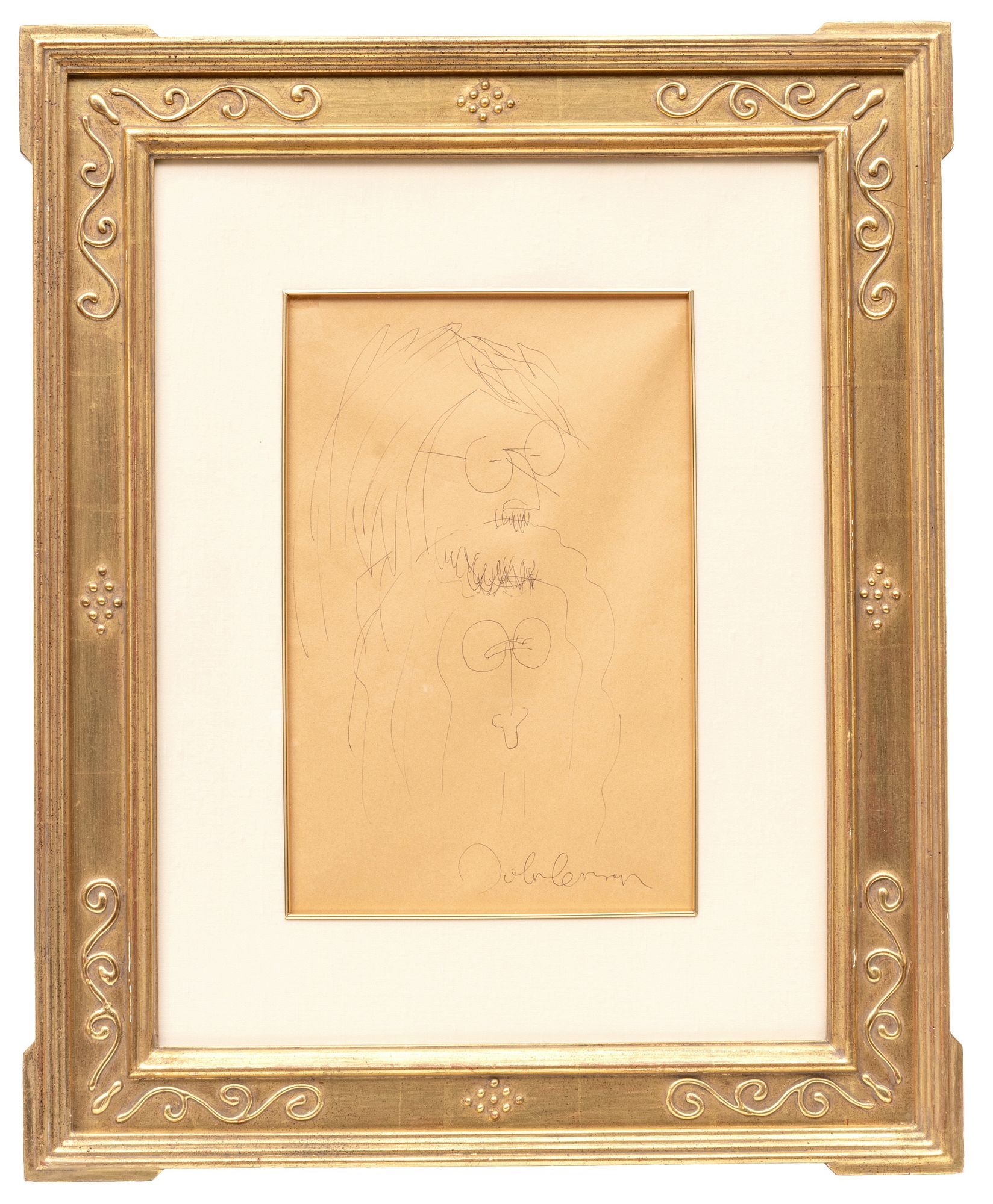 John Lennon | John Lennon (British, 1940-1980) Pen And Ink on Tan Paper ...
