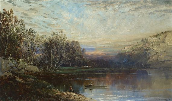 William Louis Sonntag | Landscape with Rowboat (1873) | MutualArt