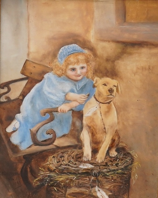 G. Sutherland | Study of a young girl and dog (1898) | MutualArt