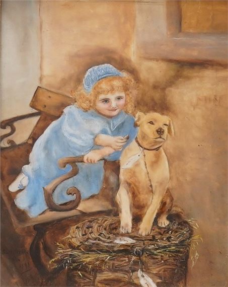 G. Sutherland | Study of a young girl and dog (1898) | MutualArt