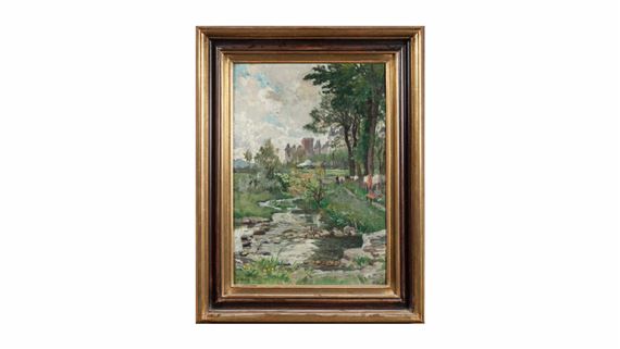 Alexandre Nozal | Alexandre NOZAL (1852-1929) Paysage au train à vapeur ...