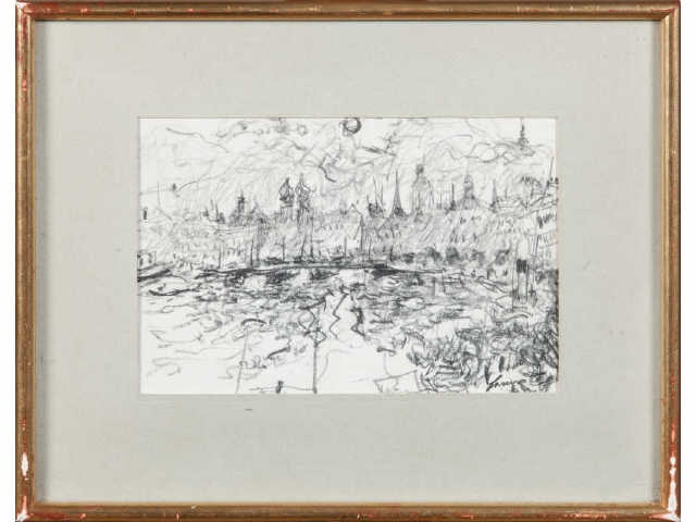 Jean Fusaro | Jean Fusaro (1925-). Port oriental. Mine de plomb sur ...