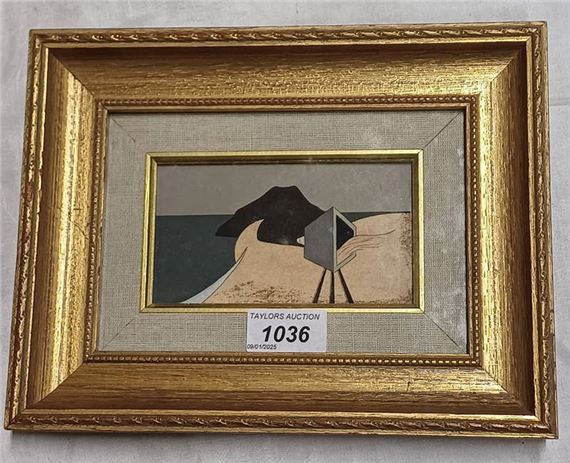 Andrew Lanyon | the frozen wave label to reverse gilt framed oil ...