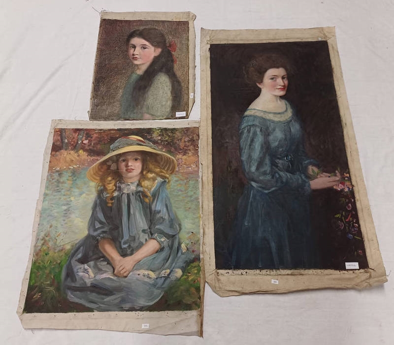 David Waterson | 3 portraits of lady with flowers | MutualArt