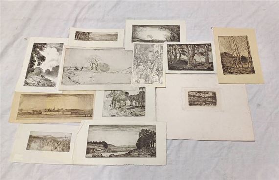 David Waterson | folio of unframed etchings etc including trinity fair ...