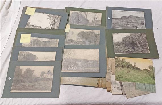 David Waterson | folio of unframed pastels & sketches inc bathers ...