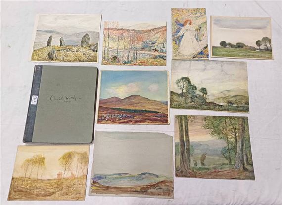 David Waterson | grey album with contents of watercolours etc | MutualArt