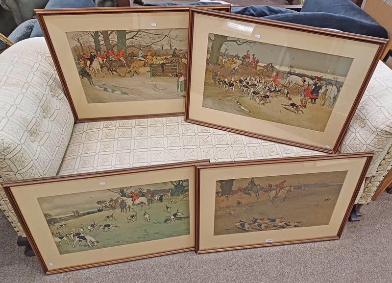 Cecil Aldin | Set of 4 framed cecil aldin lithographs of hunting scenes ...
