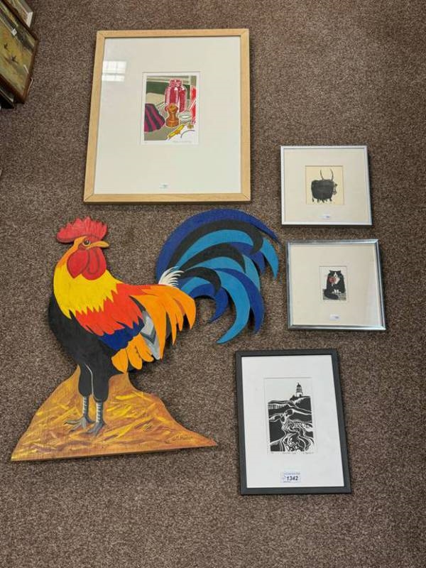 Barbara Robertson | Pair framed barbara robertson prints small bull ...