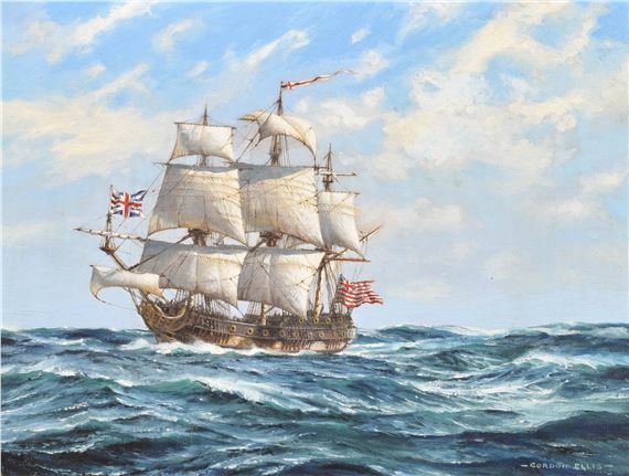 Gordon Ellis | An East Indiaman in a Fresh Breeze | MutualArt