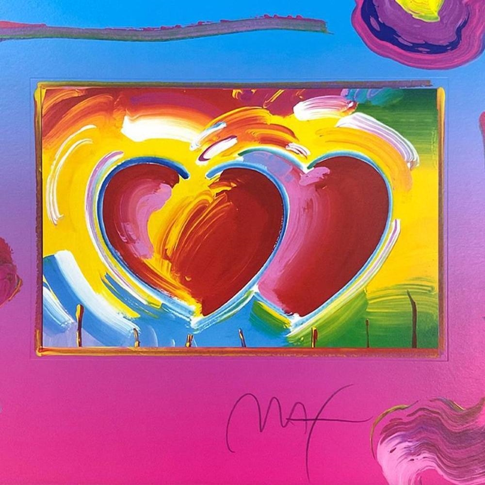 Peter Max | Two Hearts on Blends Framed Limited Edition Lithograph | MutualArt