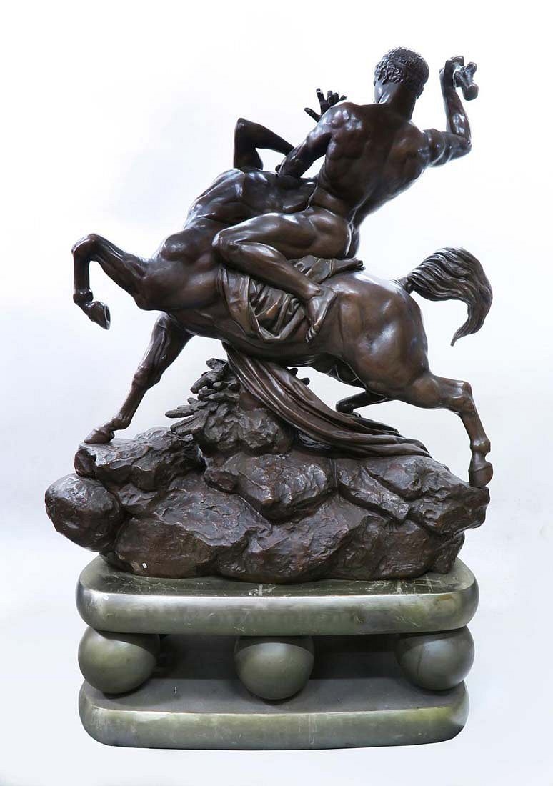 Antoine-Louis Barye | A LARGE AND RARE FRENCH PATINATED BRONZE FIGURAL ...
