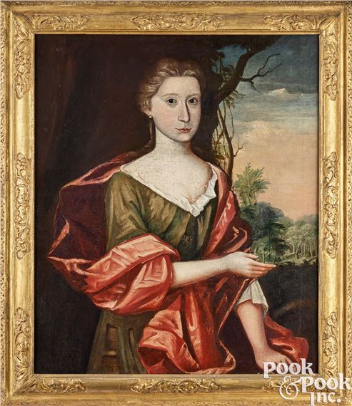 The Pollard Limner | The Pollard Limner portrait of Elizabeth Bill Henshaw (Circa 1730) | MutualArt