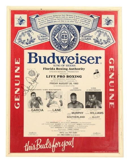 Alex Garcia | Alex Garcia Signed Budweiser Boxing Poster | MutualArt