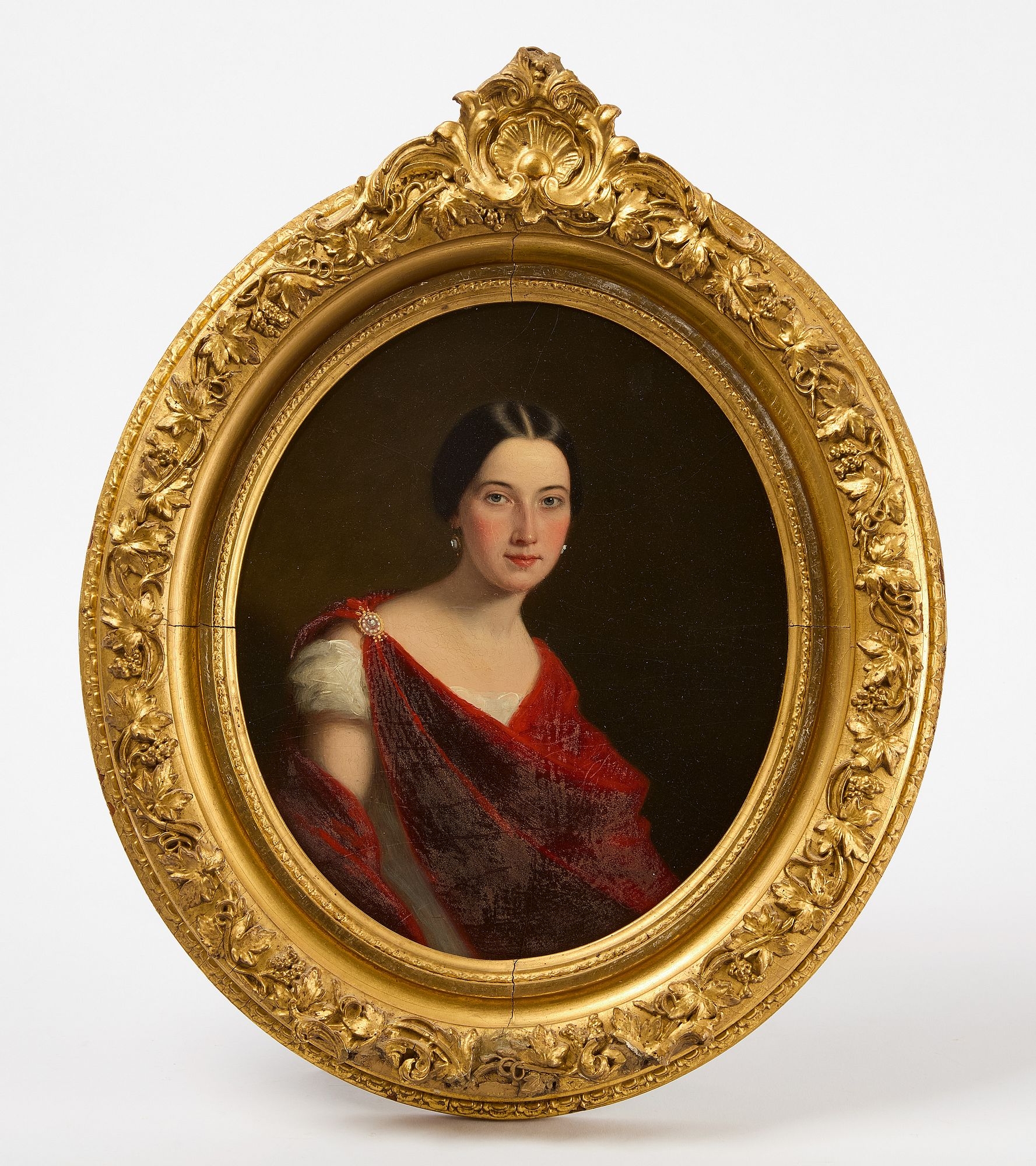 Frederick R. Spencer | Lady in red dress (1858) | MutualArt