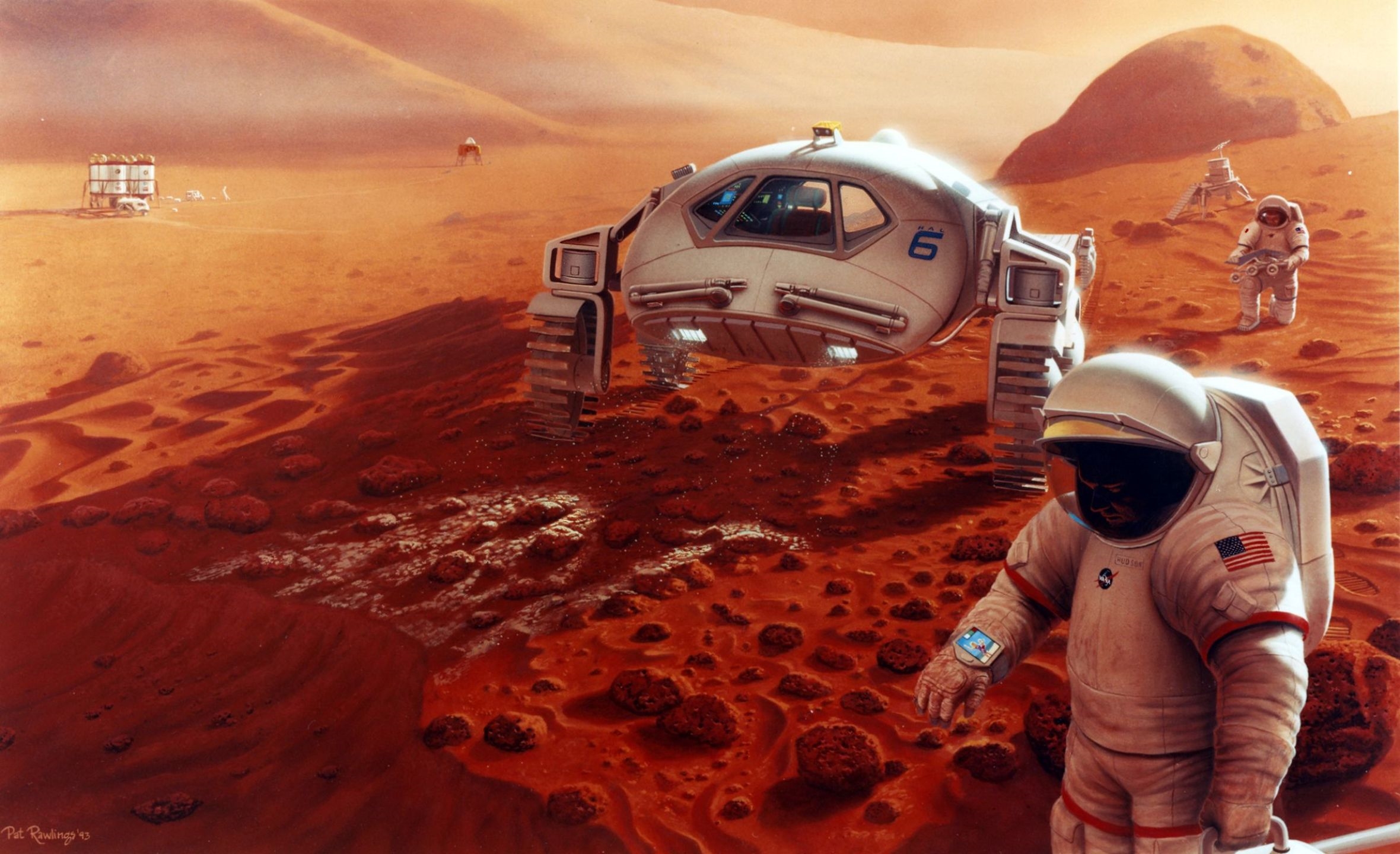 NASA | Artist's concept of a Mars exploration program (1995) | MutualArt