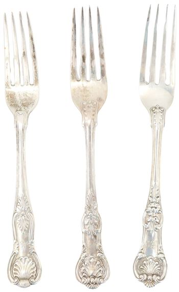 Sterling | 3) English King's Pattern Sterling Flatware, 9ozt (19th ...