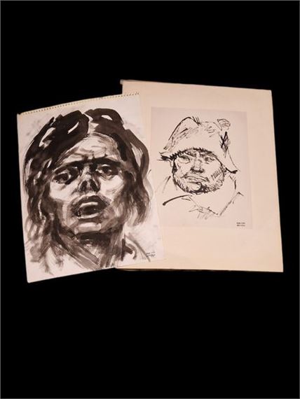 José Luis Rey Vila | Man with hat Two inks on paper, each stamped José ...