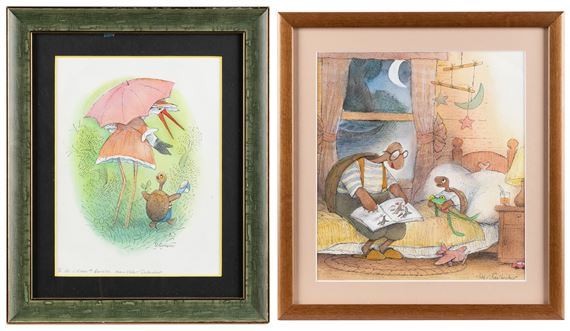 Valeri Gorbachev | 1944). Pair of Original Paintings for His Books. [Ca ...