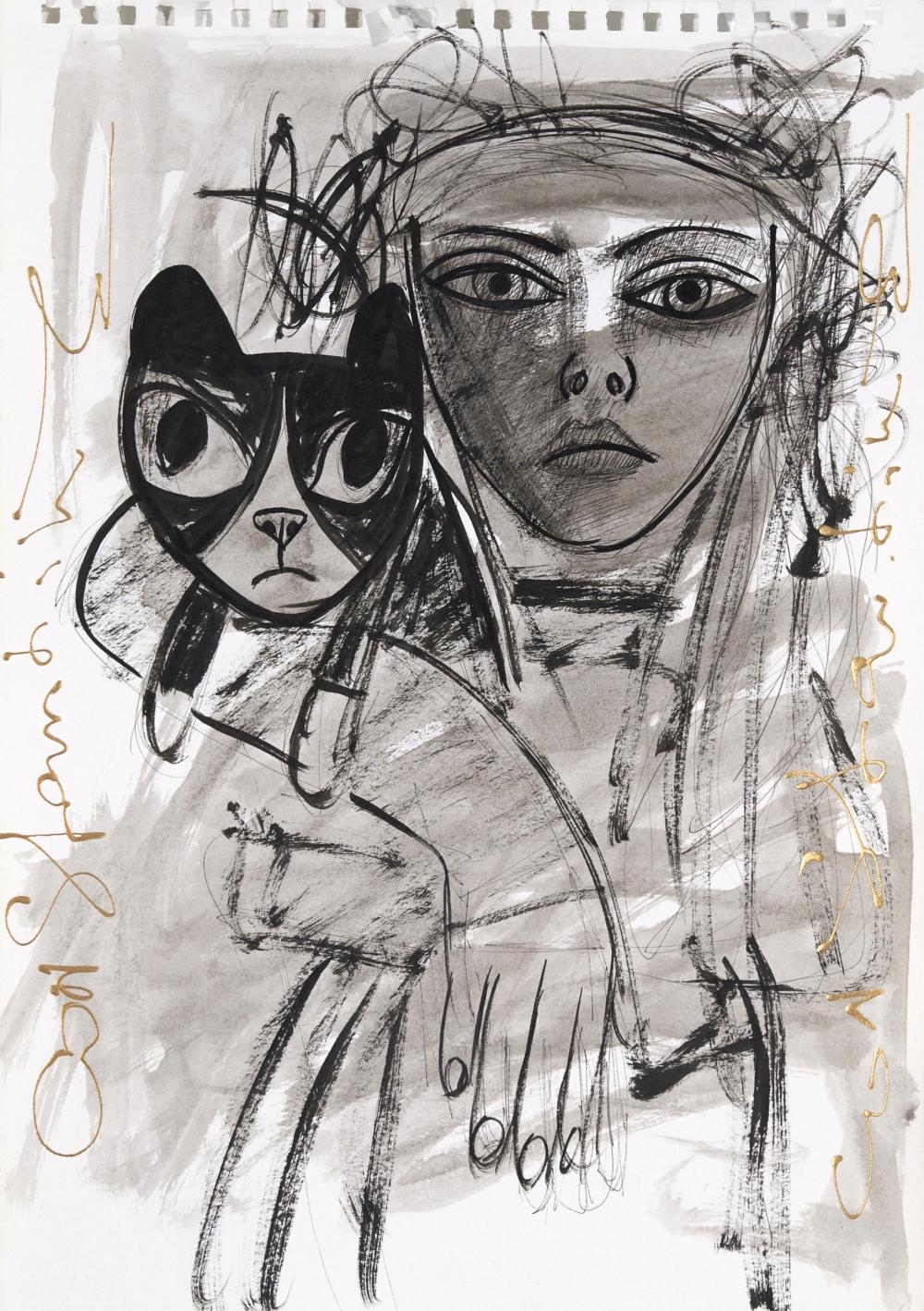 Constantine Popov | Woman with Cat | MutualArt