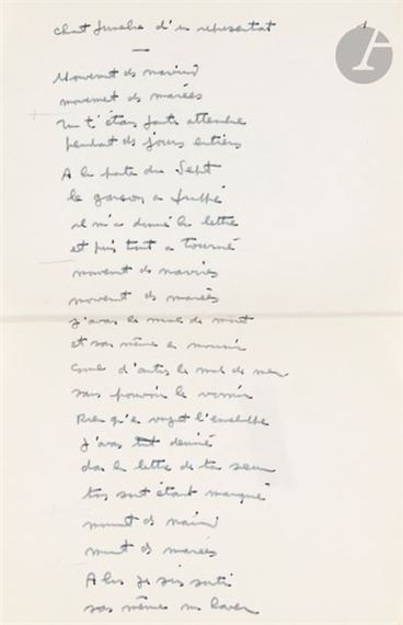 Jacques Prevert | Autograph poem,... - Lot (14) | MutualArt