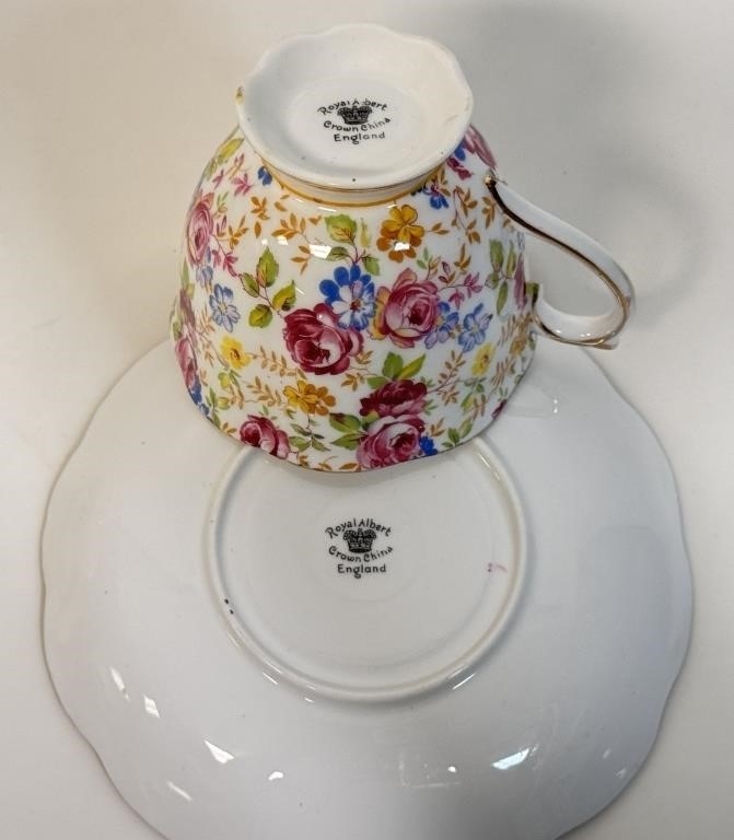 Royal Albert | EARLY ROYAL ALBERT FLORAL CHINTZ CUP & SAUCER | MutualArt
