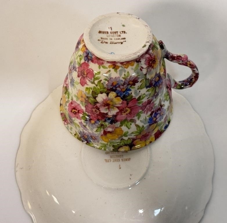 James Kent | BEAUTIFUL JAMES KENT DU BARRY FLORAL CUP & SAUCER | MutualArt