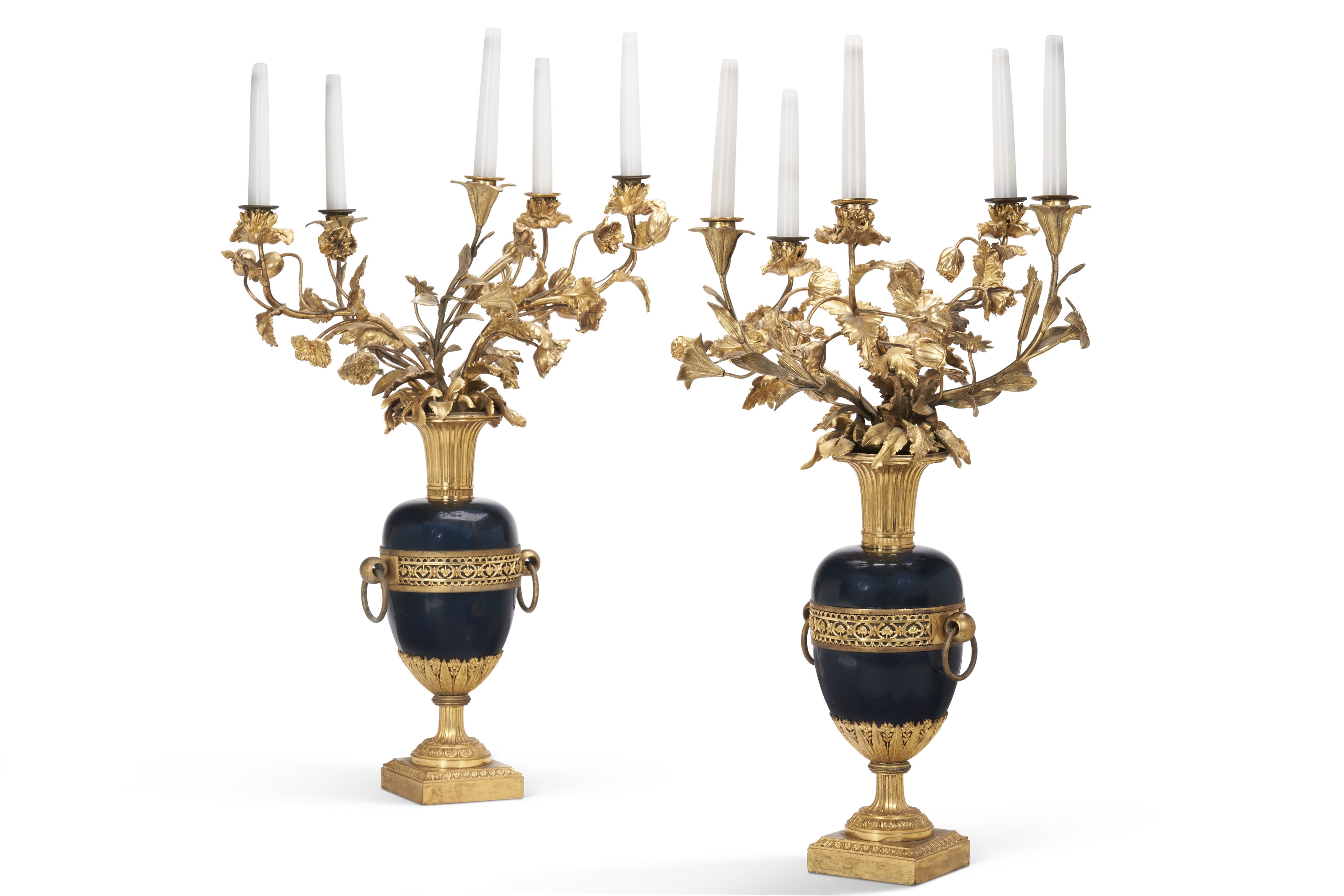 François Rémond | A PAIR OF RESTAURATION ORMOLU AND BLUED METAL FIVE ...