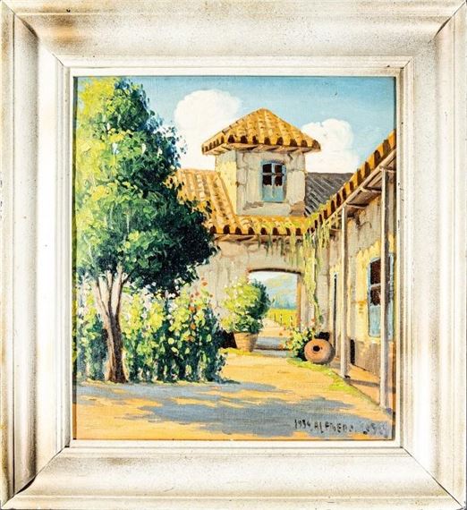 Alfredo Lobos | ALFREDO LOBAS 1934 SIGNED OIL PATIO SCENE (1934 ...