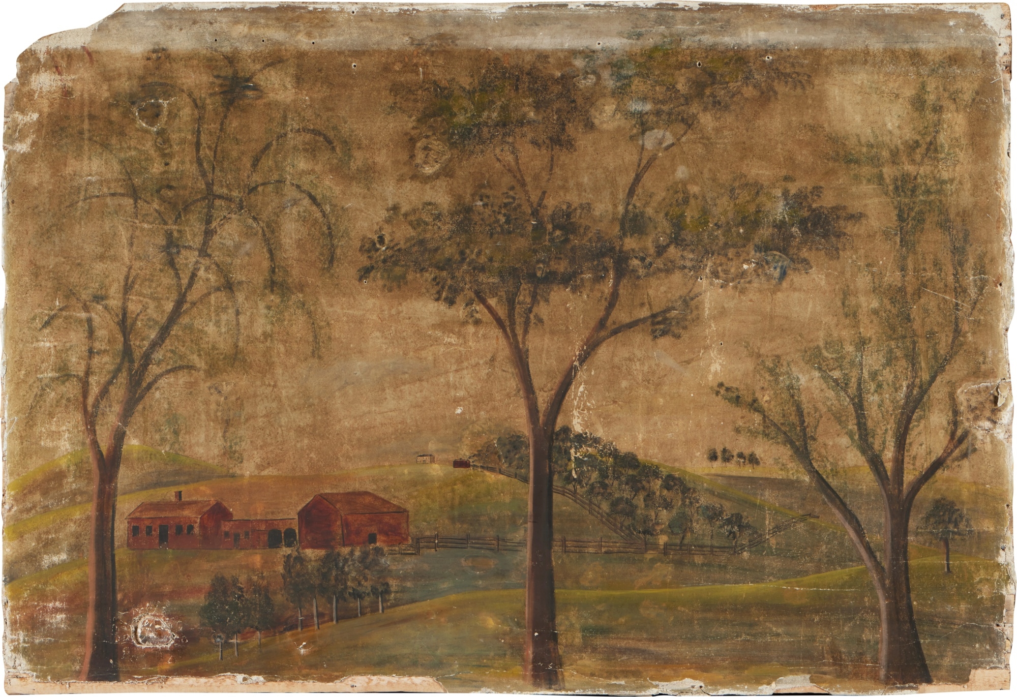 Johnathan D. Poor | Two Early American Landscape Wall Murals, Jonathan ...