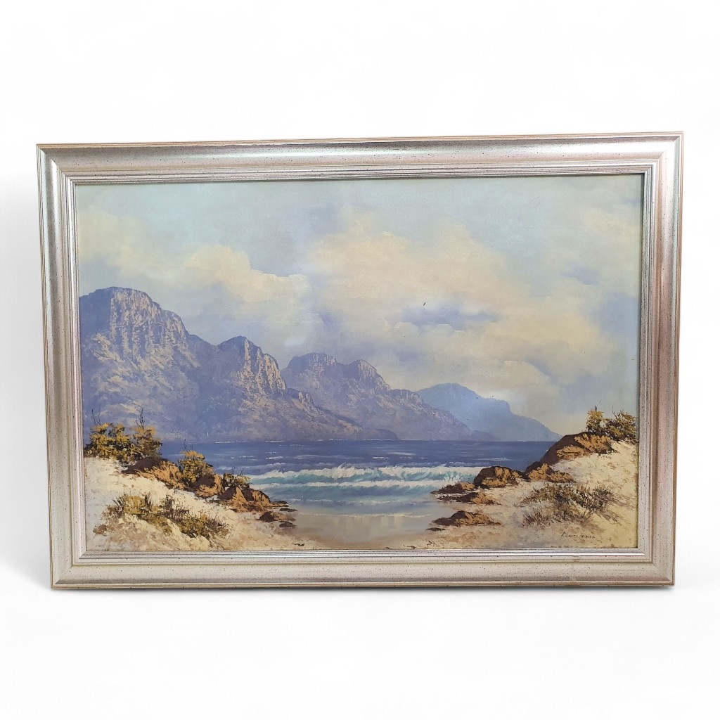 Donita Benzien | SILVER TONED FRAMED OIL PAINTING OF A MOUNTAIN BY ...