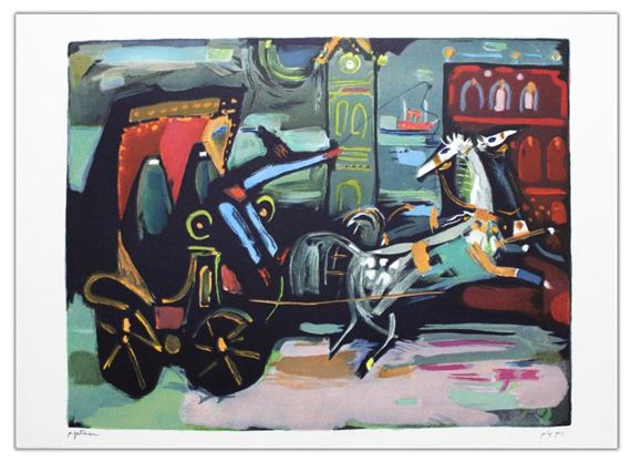 Nahum Gutman | Nachum Gutman- Original Lithograph Carriage By The Clock ...