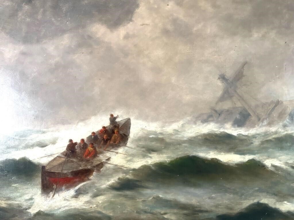 Ivan Aivazovsky | An angry sea and a crew fleeing from a sunken ship ...