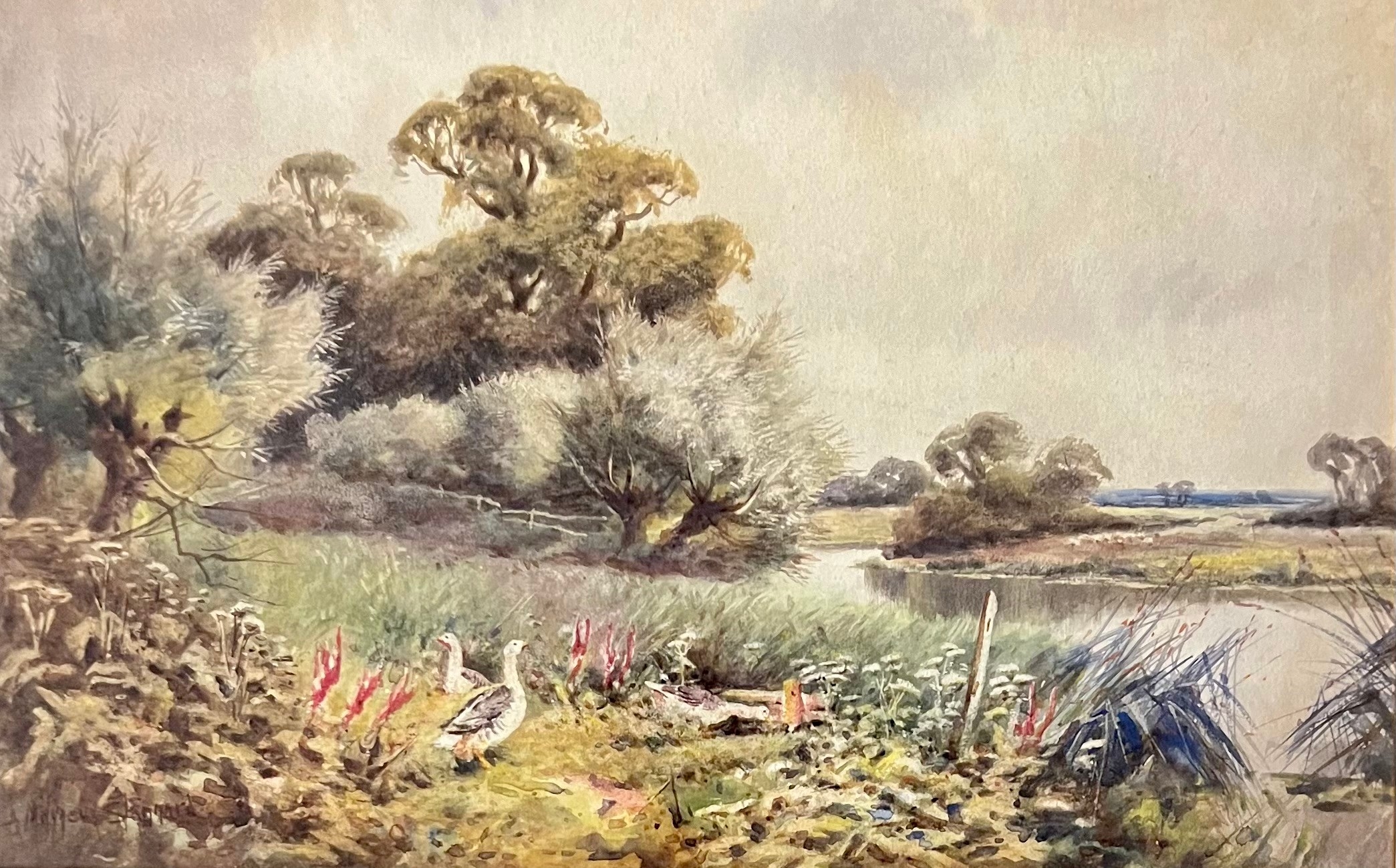 Alexander Molyneux Stannard | ducks by a pond (1878) | MutualArt