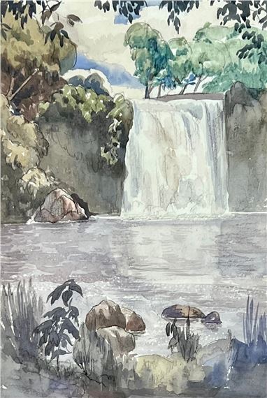 E. Goodman | Waterfall landscape (1945) | MutualArt
