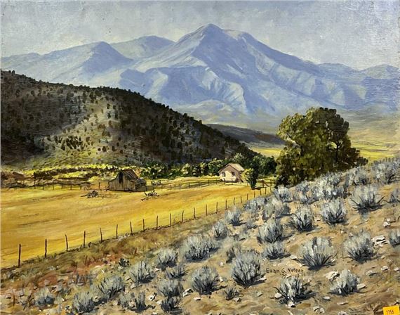 Evan G Nelson | Evan G. Nelson 1975 Landscape Oil On Board | MutualArt