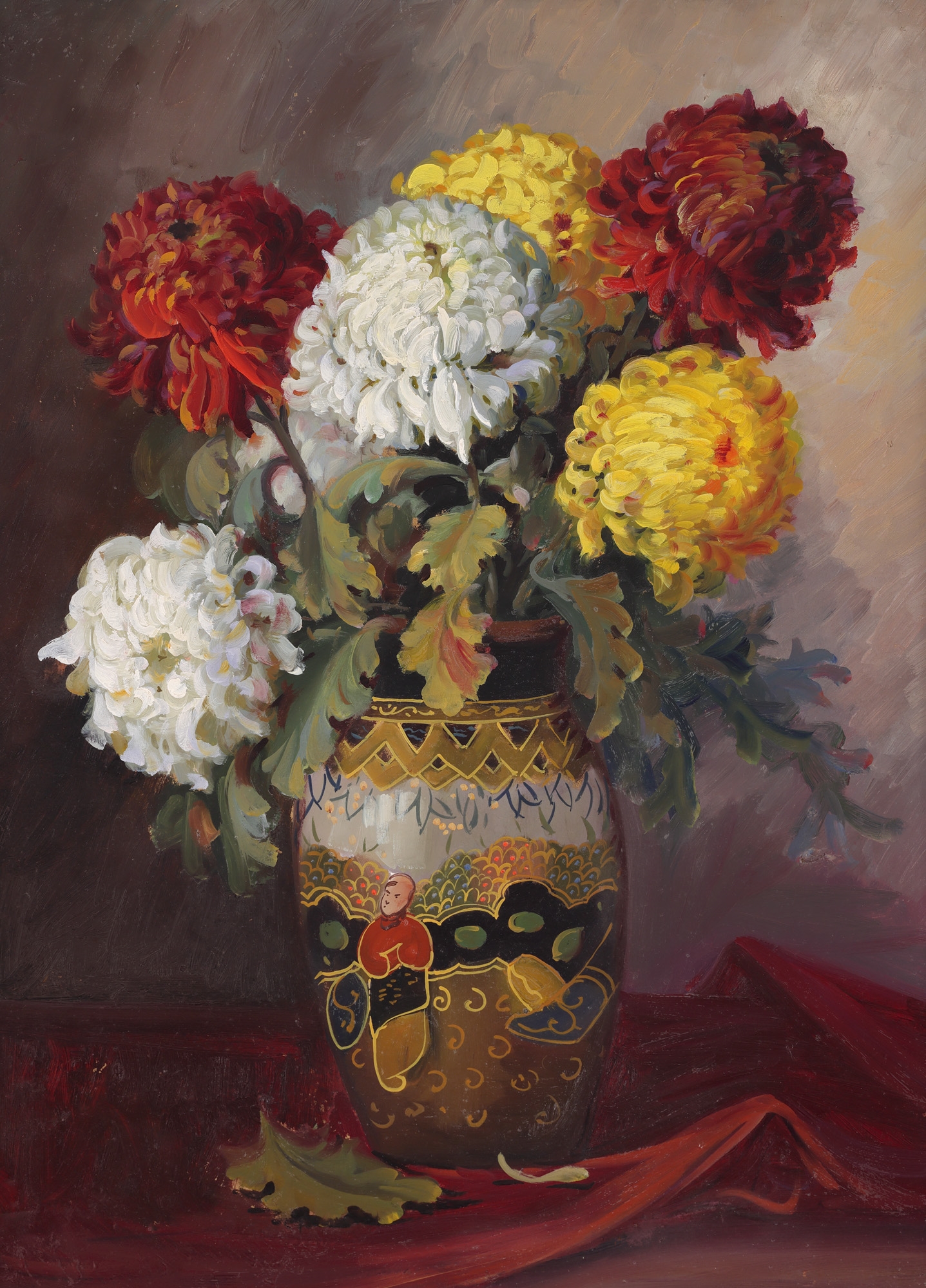 Elena Muller-Stăncescu | Crizanteme în vas japonez (Circa 17) | MutualArt