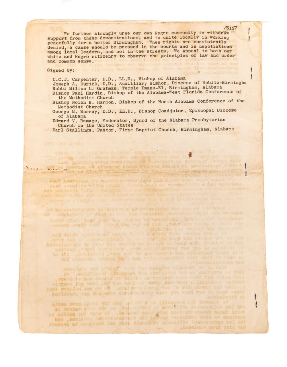 American School, 20th Century | MLK LETTER FROM BIRMINGHAM JAIL ...