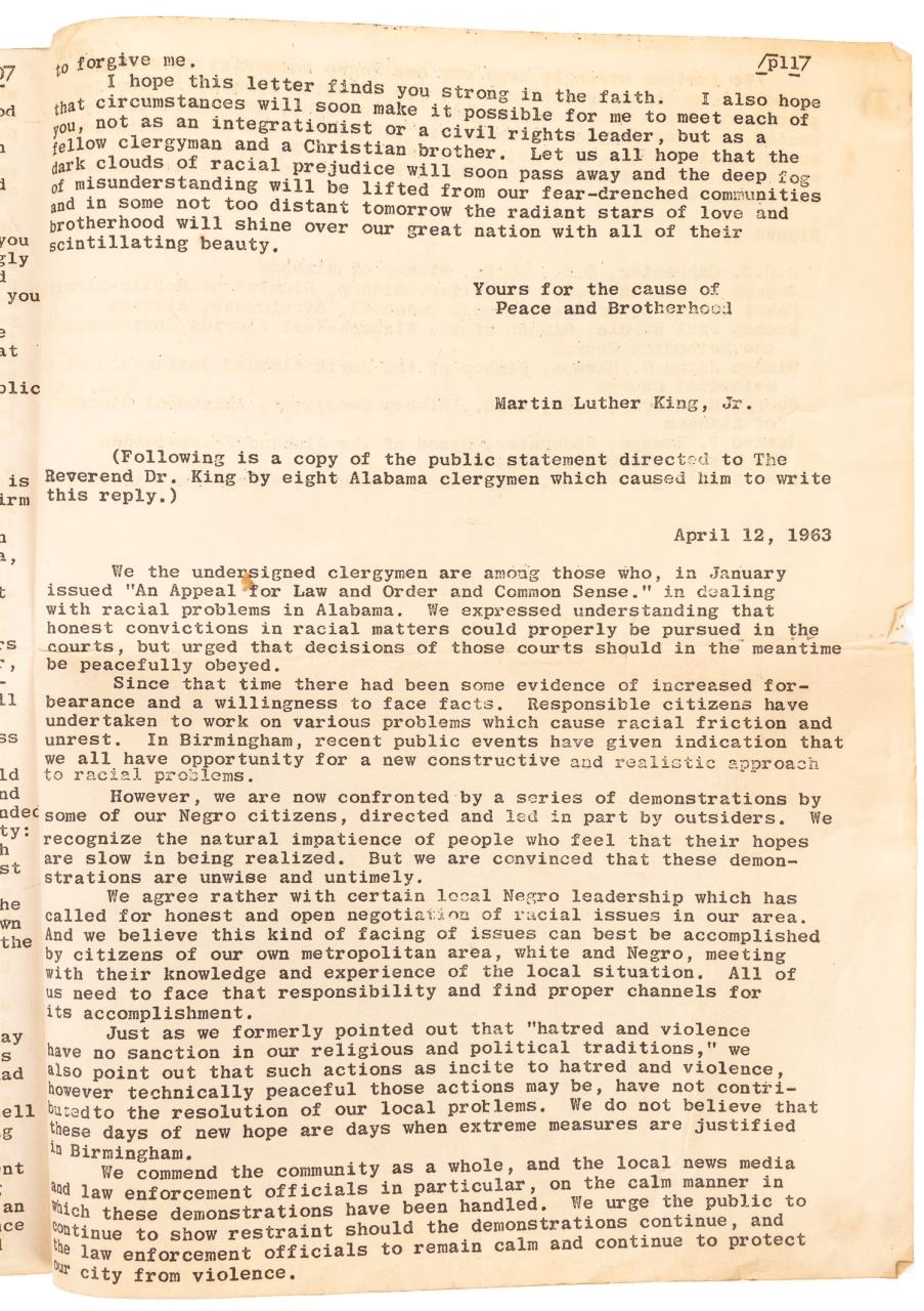 American School, 20th Century | MLK LETTER FROM BIRMINGHAM JAIL ...