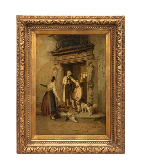 Théodore Gérard | THEODORE GERARD OUTDOOR SCENE OIL ON CANVAS | MutualArt