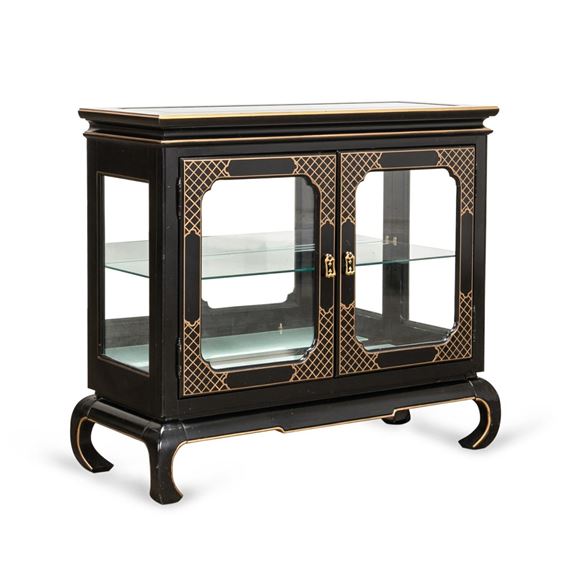 W. Scott Smith | CHINOISERIE BLACK & GILT GLASS DOOR SMALL VITRINE ...