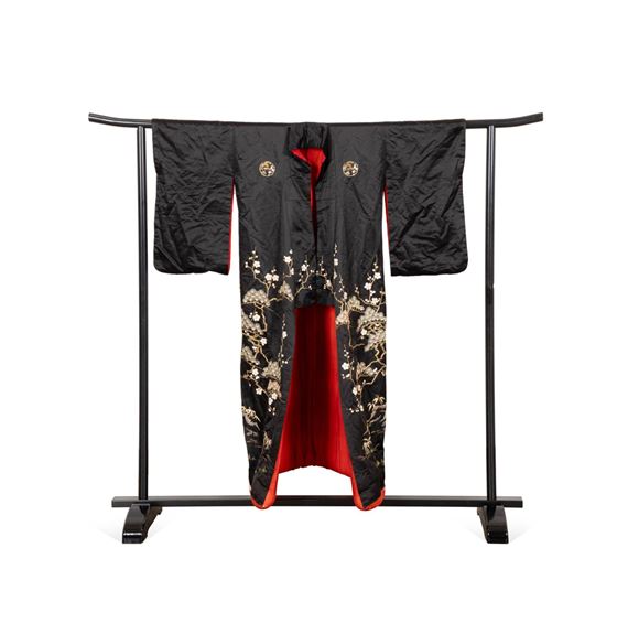 W. Scott Smith | BLACK AND RED FORMAL KIMONO ON DISPLAY RACK | MutualArt
