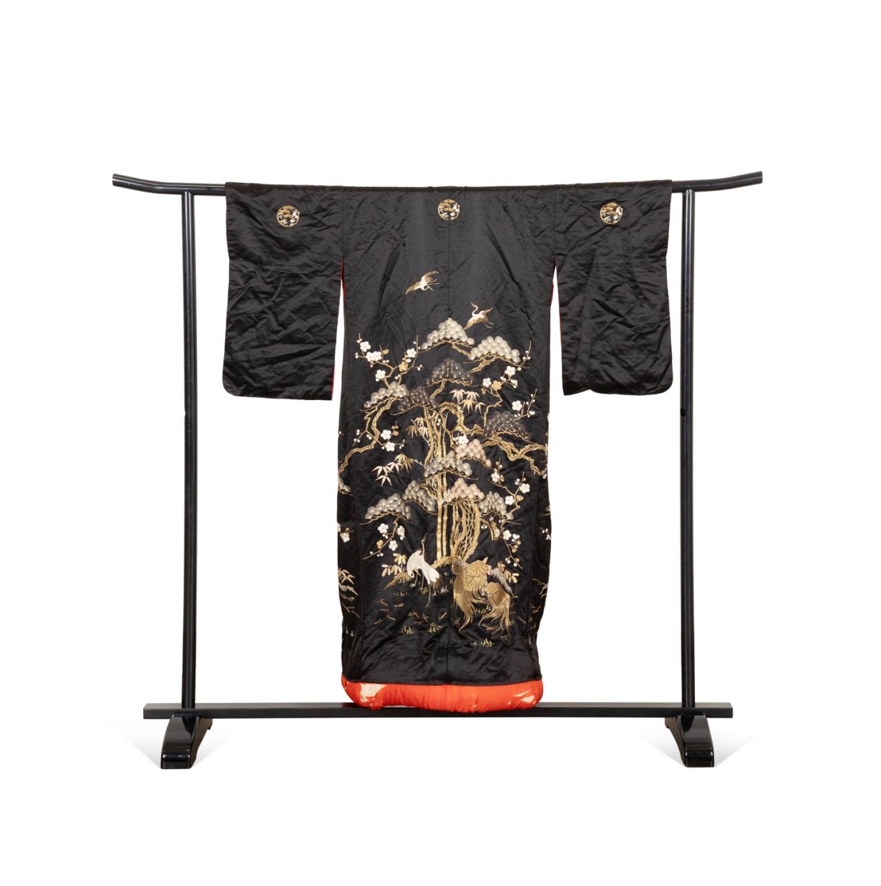 W. Scott Smith | BLACK AND RED FORMAL KIMONO ON DISPLAY RACK | MutualArt