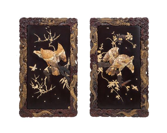 Japanese School, 19th Century | PAIR 19TH CENTURY JAPANESE BONE INLAID ...