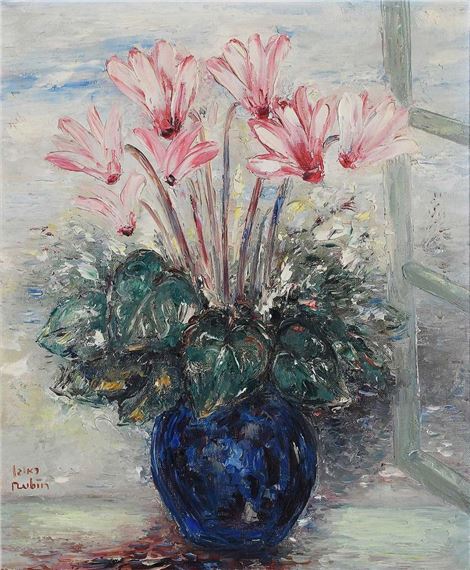 Reuven Rubin | Reuven Rubin 1893-1974 (Israeli) Cyclamen in a Blue Vase ...