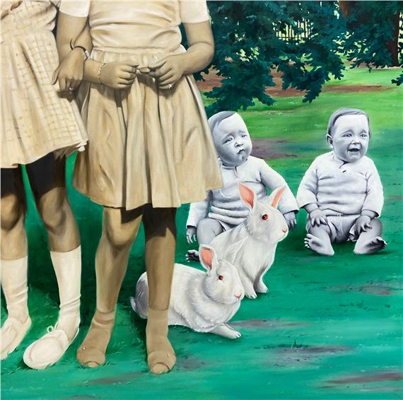Corinne Charton | Corinne Charton (b.1954), a signed contemporary oil on linen depicting three ...