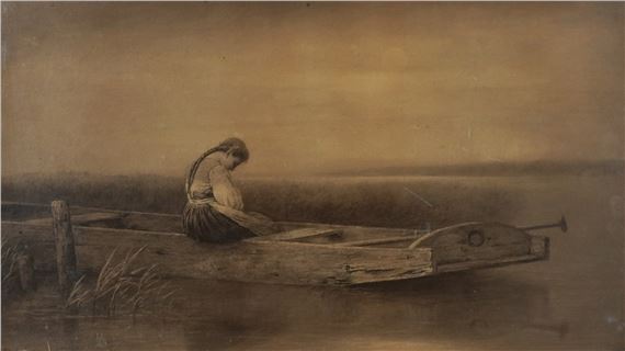 Heinrich Vosberg | Young girl and a boat - 1887 (1887) | MutualArt
