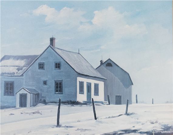 Marcel Favreau | Favreau, Marcel - Cabin in the winter | MutualArt