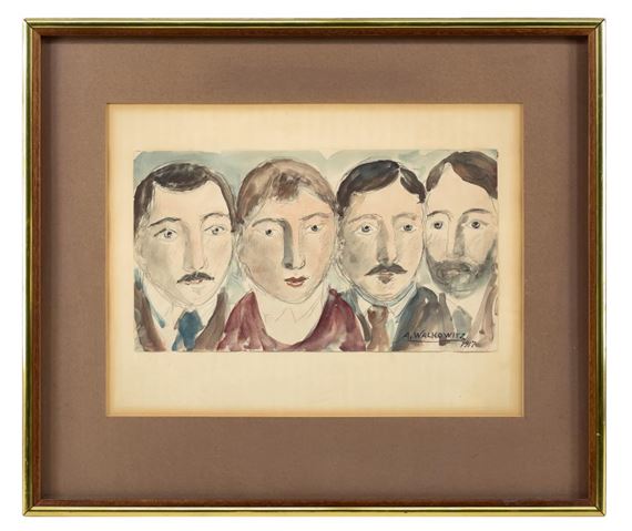 Abraham Walkowitz | 1965) Untitled (Four Men) Watercolor & Pencil on ...