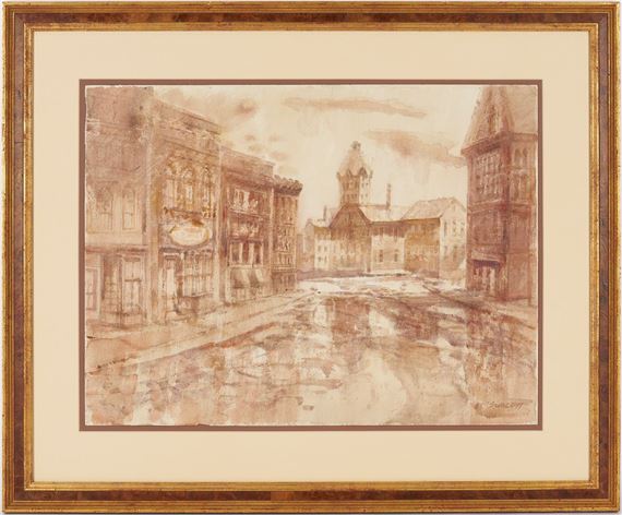 Carl Sublett | Carl Sublett Watercolor, Street in Portland, Maine (85 ...